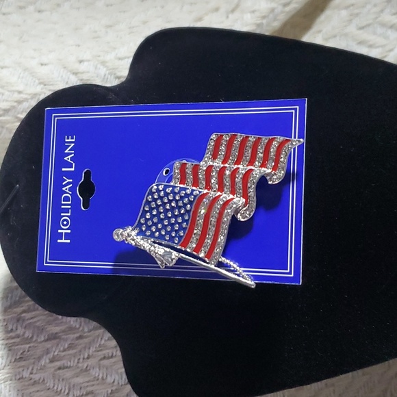 Holiday Lane | Jewelry | Holiday Lane Silvertone Pave Red White Blue ...